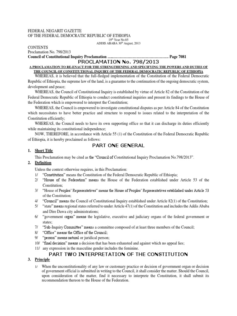 Council of Constitutional Inquiry Proclamation | PDF | United States ...
