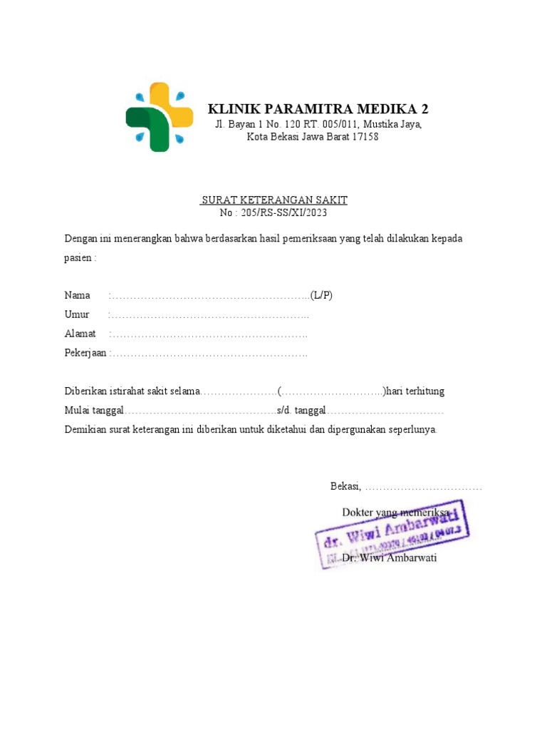 Surat Sakit Paramitra Medika 2 | PDF