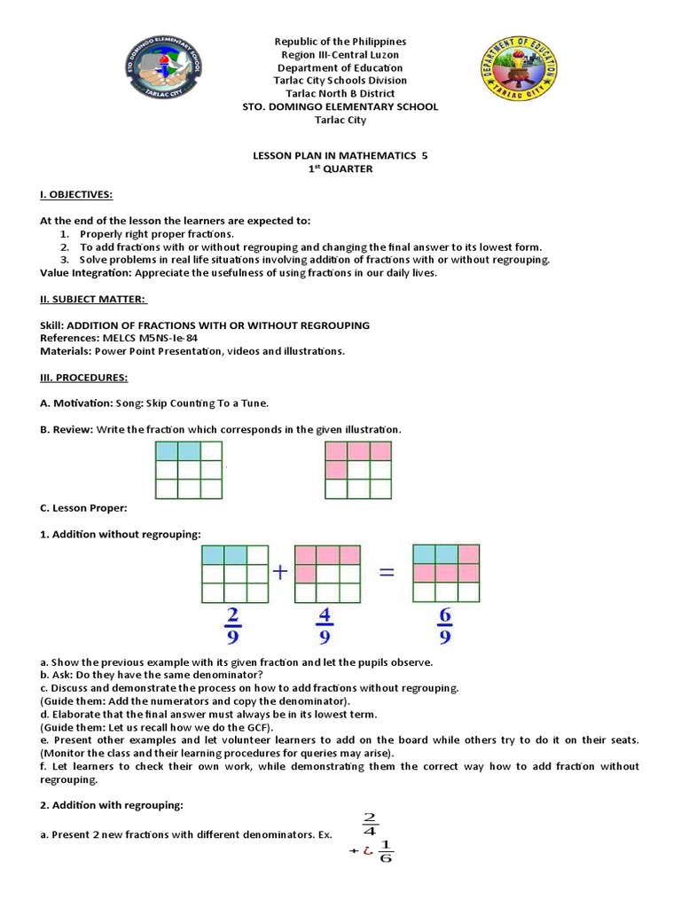 Cot2022-1st Quarter-Math - Addition of Fractions With or Without ...