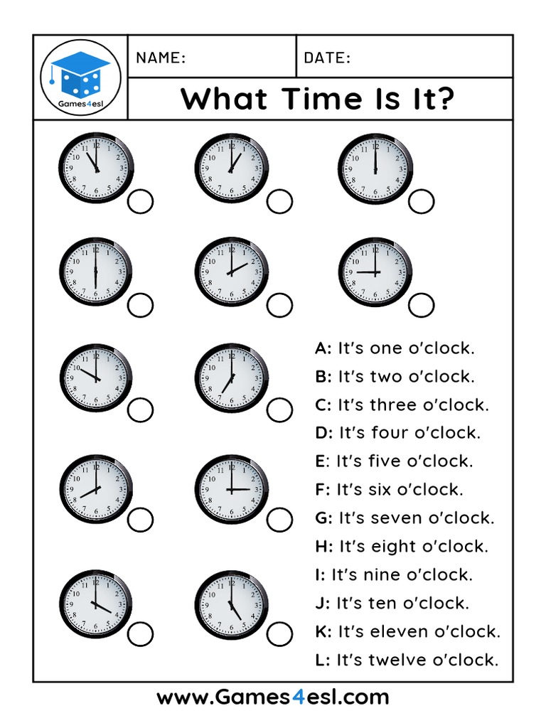 Telling The Time Worksheet 3 | PDF | Language Arts & Discipline