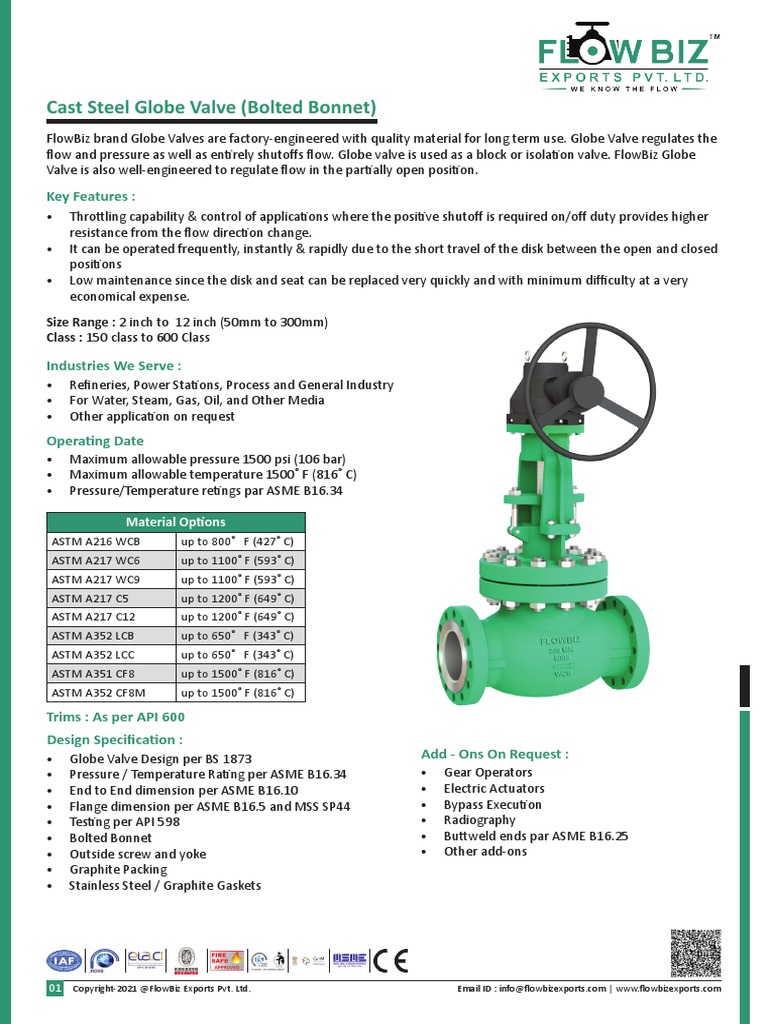 Globe Valve | PDF | Valve | Manufactured Goods