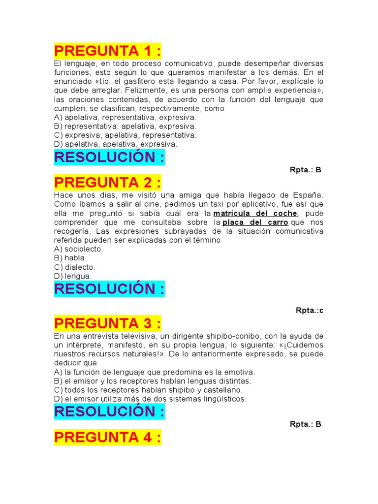PREGUNTA Examen | PDF | Comunicación | Lengua española