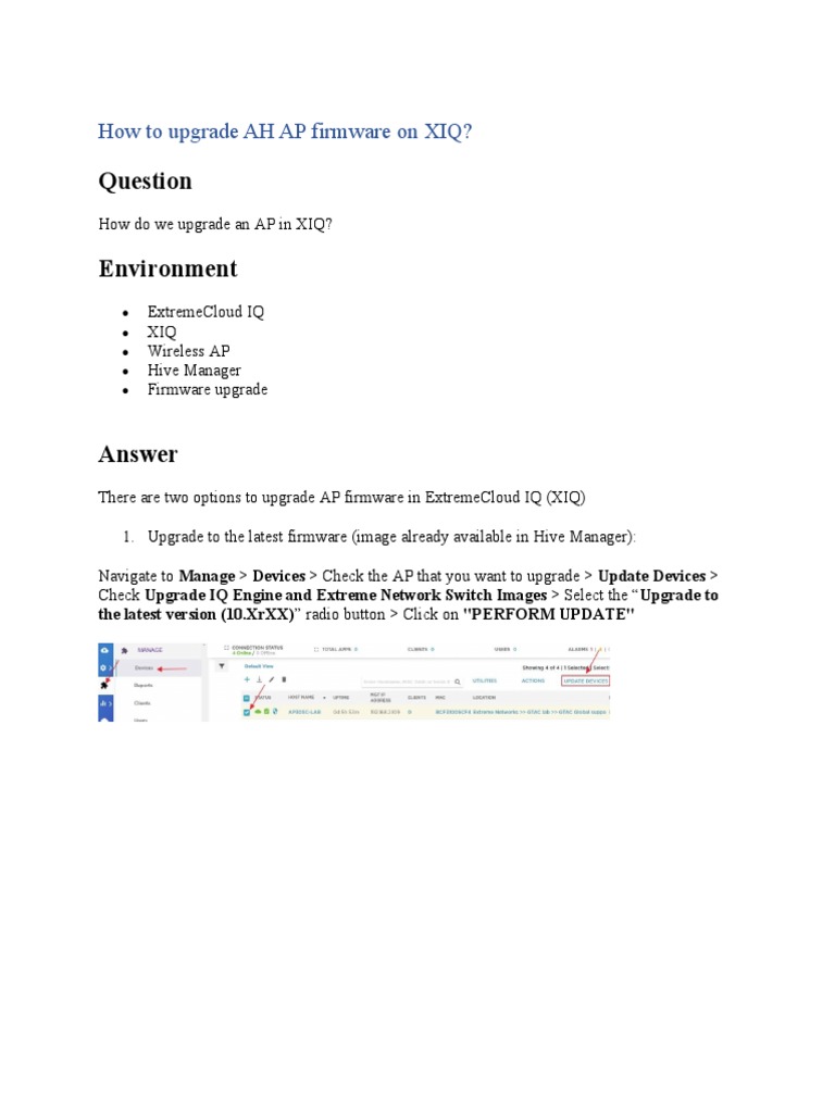 Upgrade AH AP Firmware On XIQ | PDF