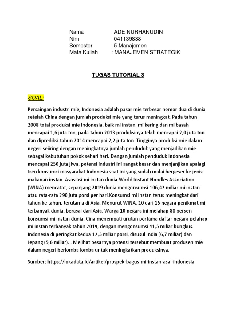 Tugas 3 Manajemen Strategik | PDF