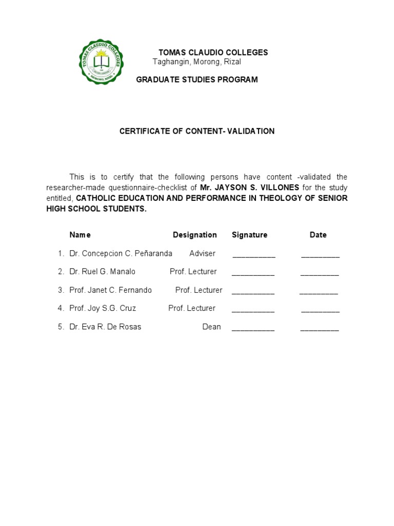 Sample Content Validation | PDF