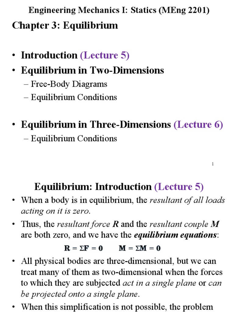 Engineering Statics: Equilibrium Basics | PDF | Force | Euclidean Vector
