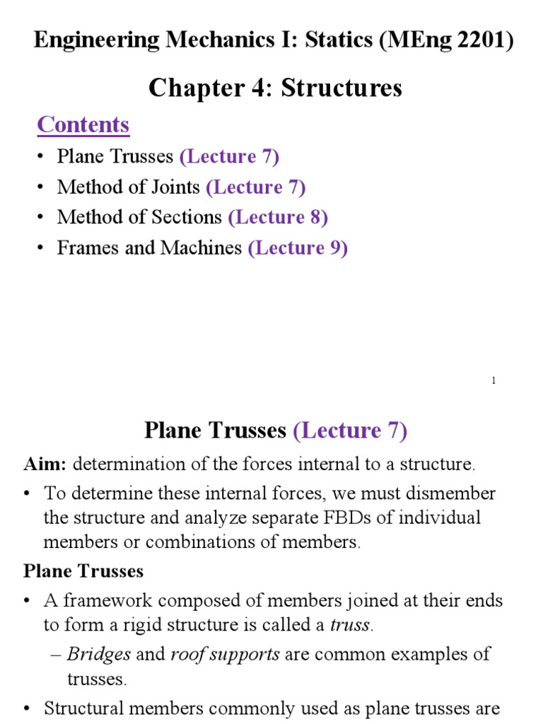 Lecture 7, 8, 9 - Chapter 4 Analysis of Structures | PDF