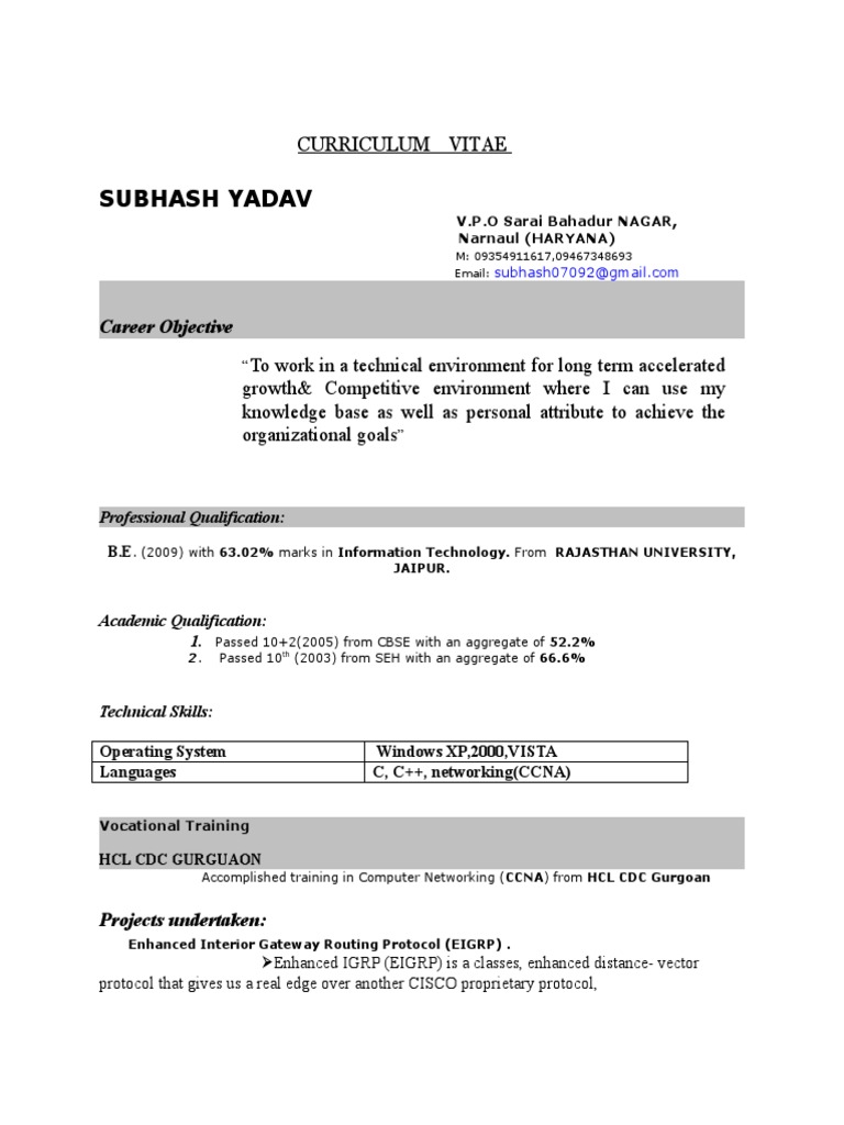 Resume Subhash | PDF | Network Protocols | Computer Architecture