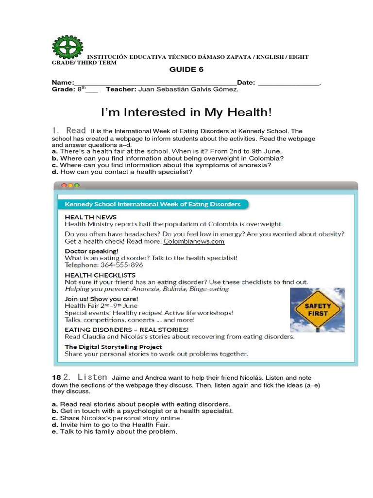 GUIDE 6 3RD TERM 8TH GRADE 2023 | PDF | Eating Disorder | Clinical Medicine