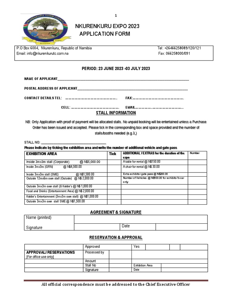 NKURENKURU EXPO 2023 Application Form | PDF | Economies | Service ...