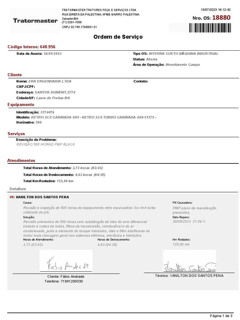 Rat - Revisão 500 Horas - EKR | PDF | Bens manufaturados | Engenharia