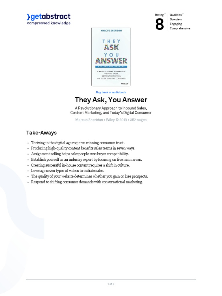 They Ask You Answer Sheridan en 45846 | PDF | Sales | Marketing