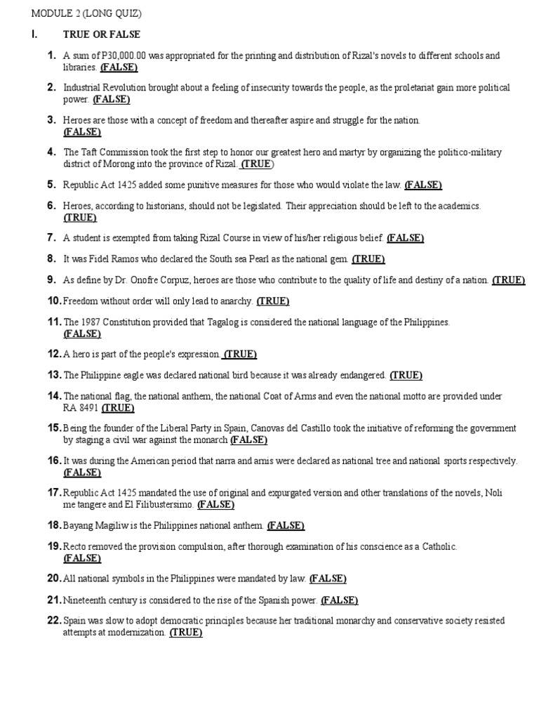 RIZAL REVIEWER - Updated (MODULE 2 - 4) | PDF