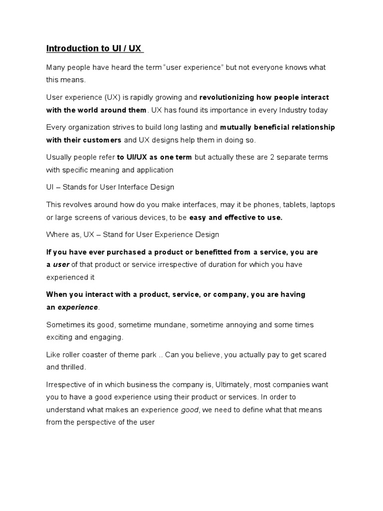Introduction To Ui-Ux | Download Free PDF | User Interface | User ...