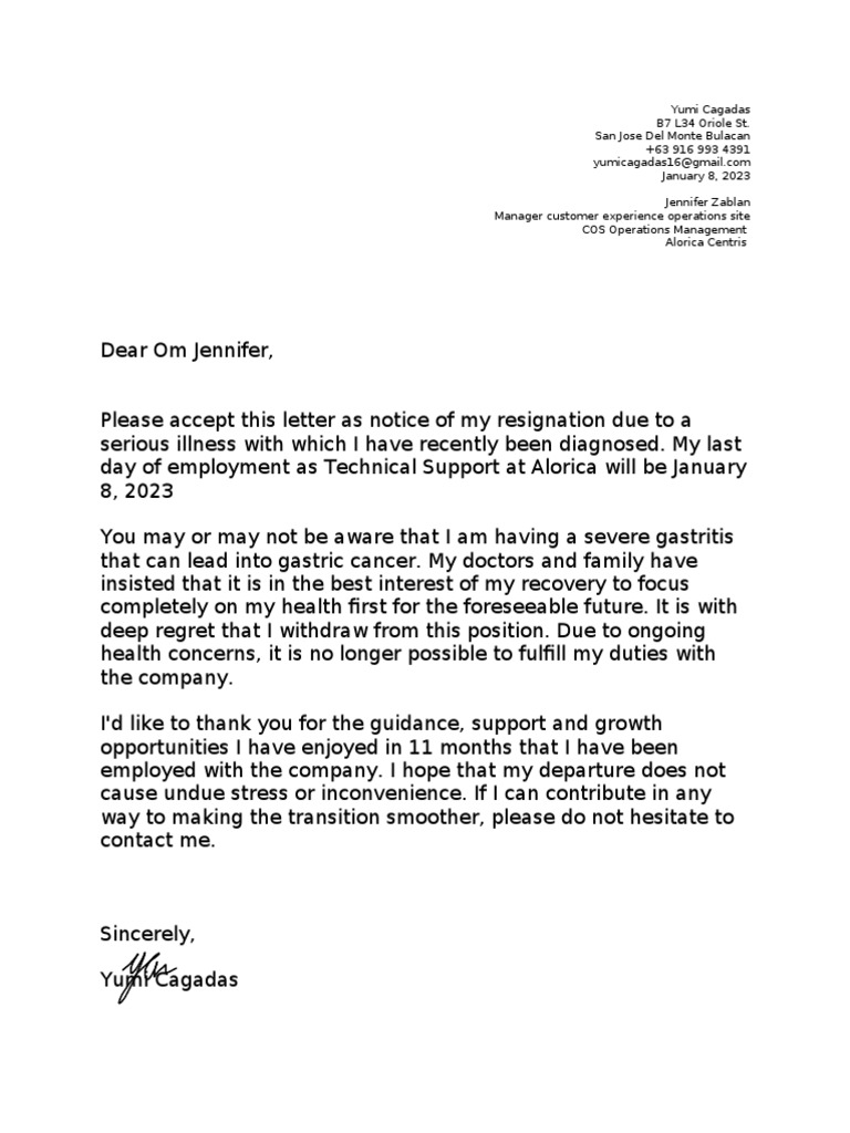 Resignation Letter 1673355032 | PDF