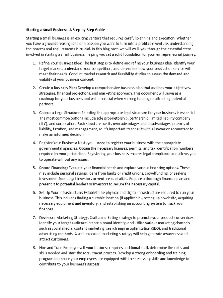 Starting A Small Business | PDF | Business | Entrepreneurship