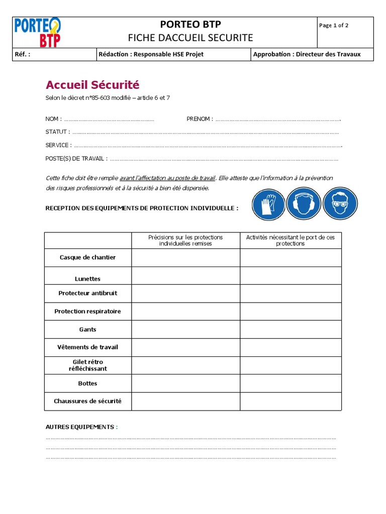 Fiche Accueil Securite-Modele | PDF | Sécurité