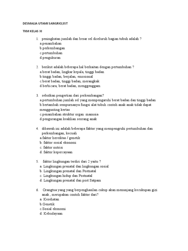 Kunci Soal TKM | PDF