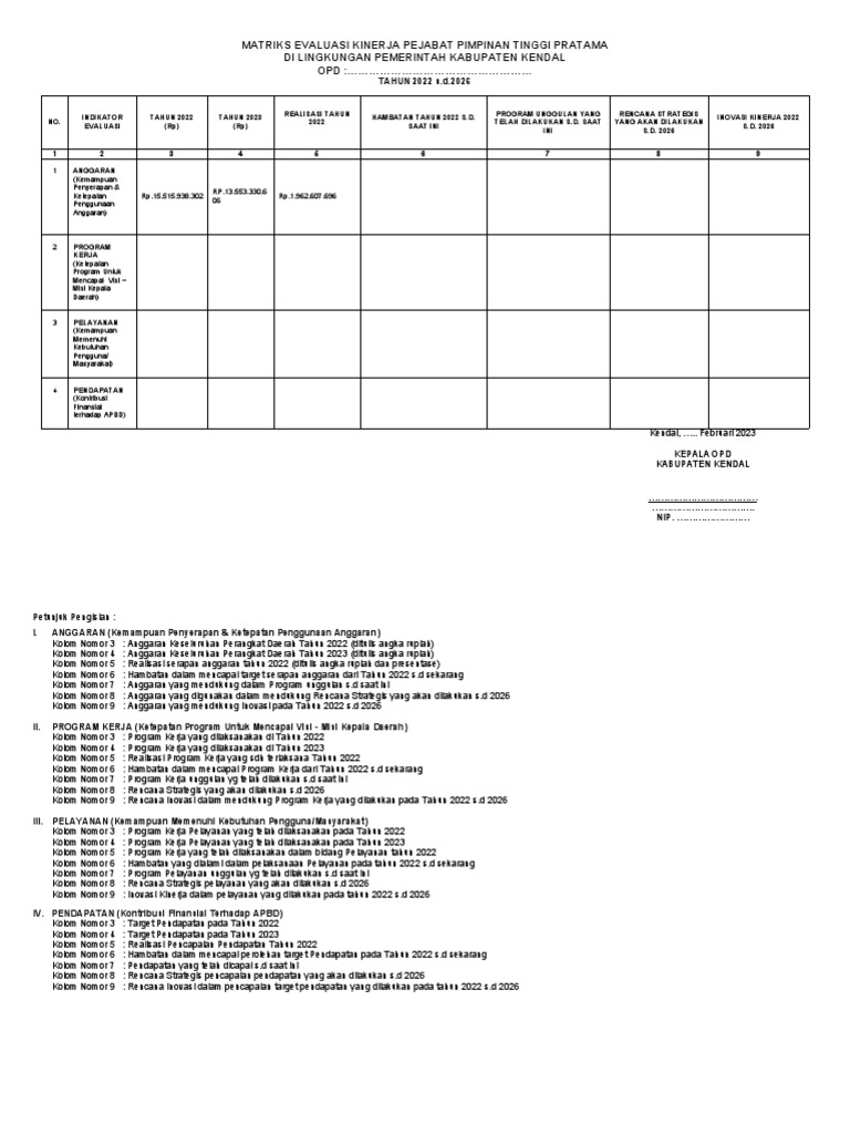 Form Matriks Evaluasi | PDF
