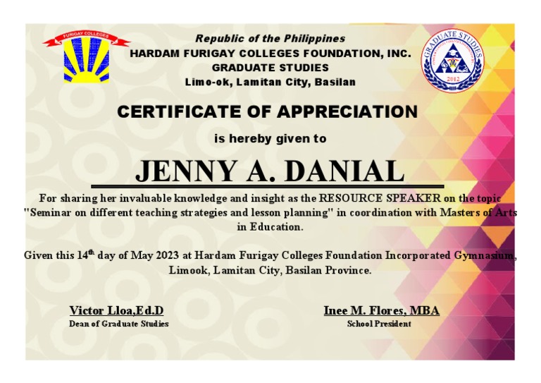 Maed Certificate of Recognition | PDF