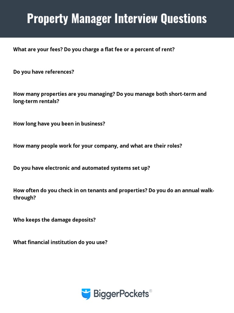 Property Manager Interview Questions | PDF