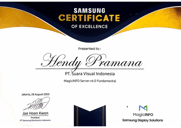 Samsung Certificate Hendy | PDF