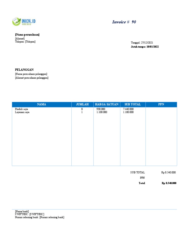 Invoice Excel Gratis Indonesia | PDF