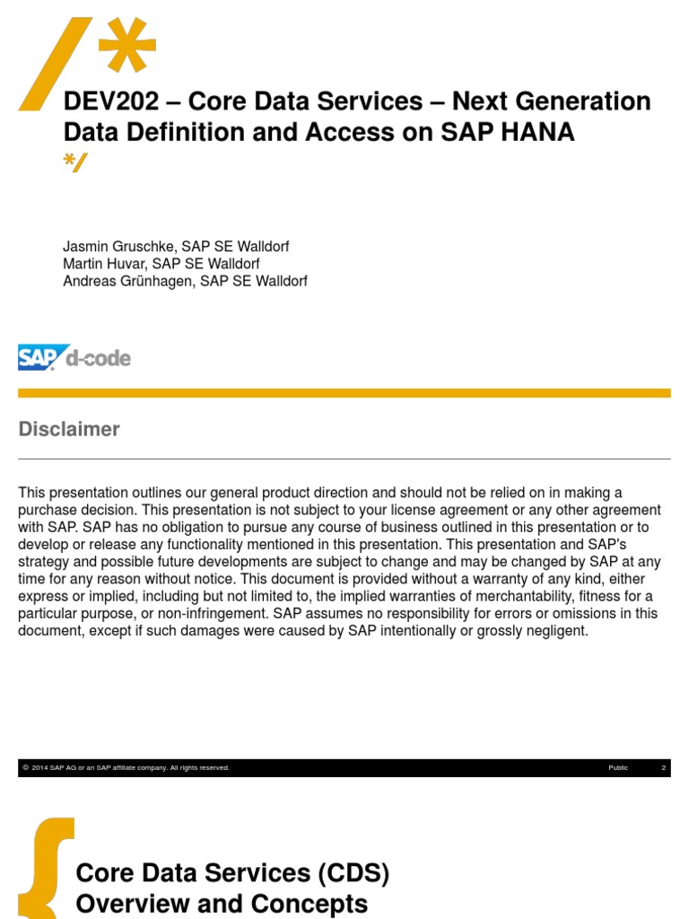 SAP HANA Core Data Services | PDF | Databases | Sql