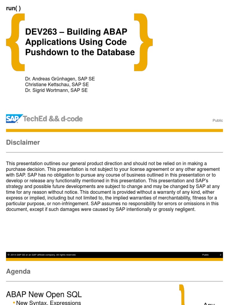 D-Code Presentation - Building ABAP Applications Using Code Pushdown | PDF | Method (Computer ...