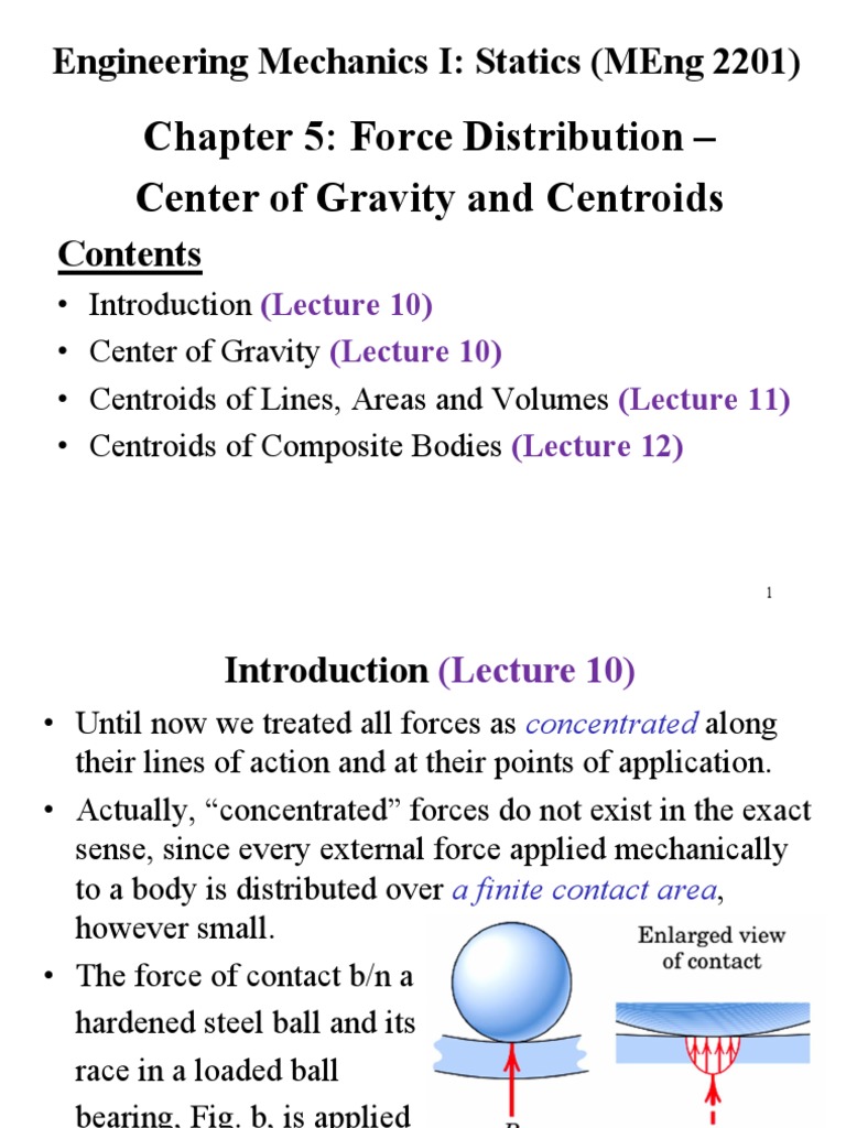 Lecture 10, 11, 12 - Chapter 5 Distributed Forces | Download Free PDF | Center Of Mass | Force