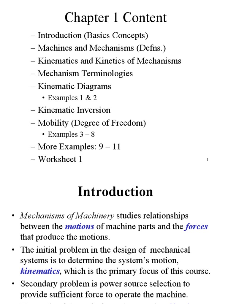 Chapter 1 Introduction | PDF | Machines | Kinematics