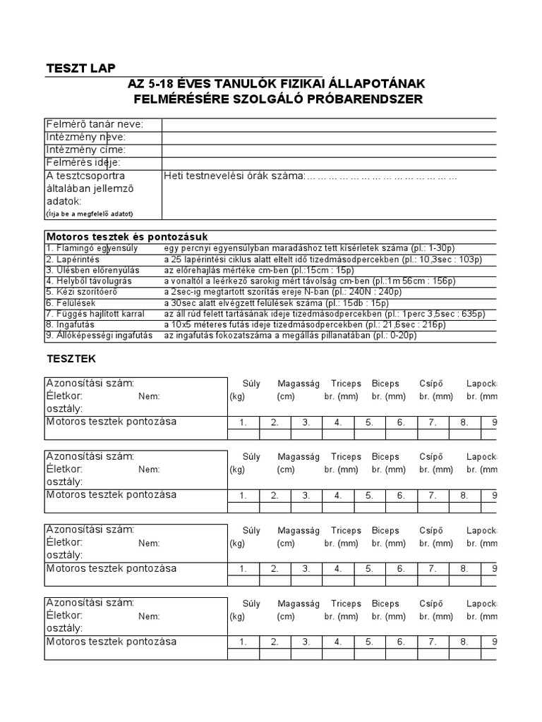 tesztlap | PDF