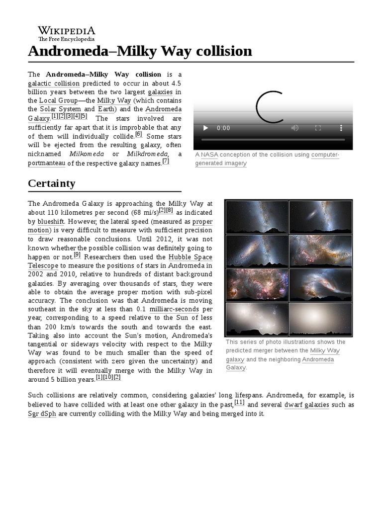 Milky Way-Andromeda Collision Overview | PDF | Galaxy | Astronomy