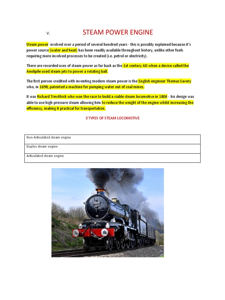 Types and History of Steam Engines | PDF