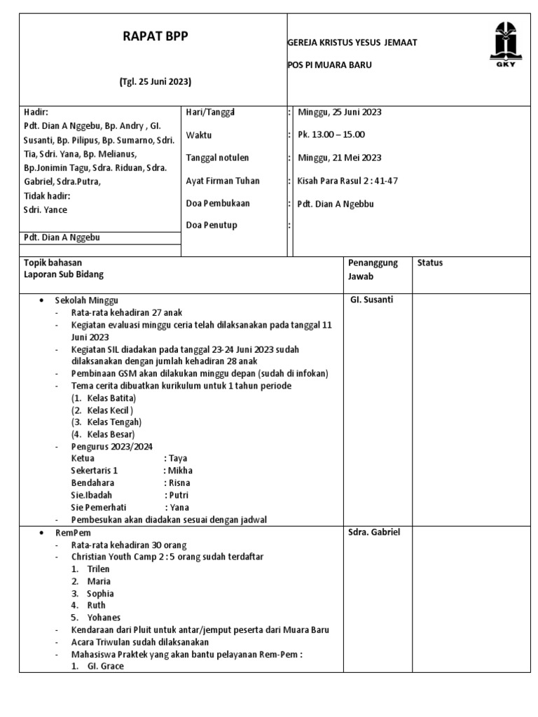 2023.06.25 Notulen Rapat BPP | PDF