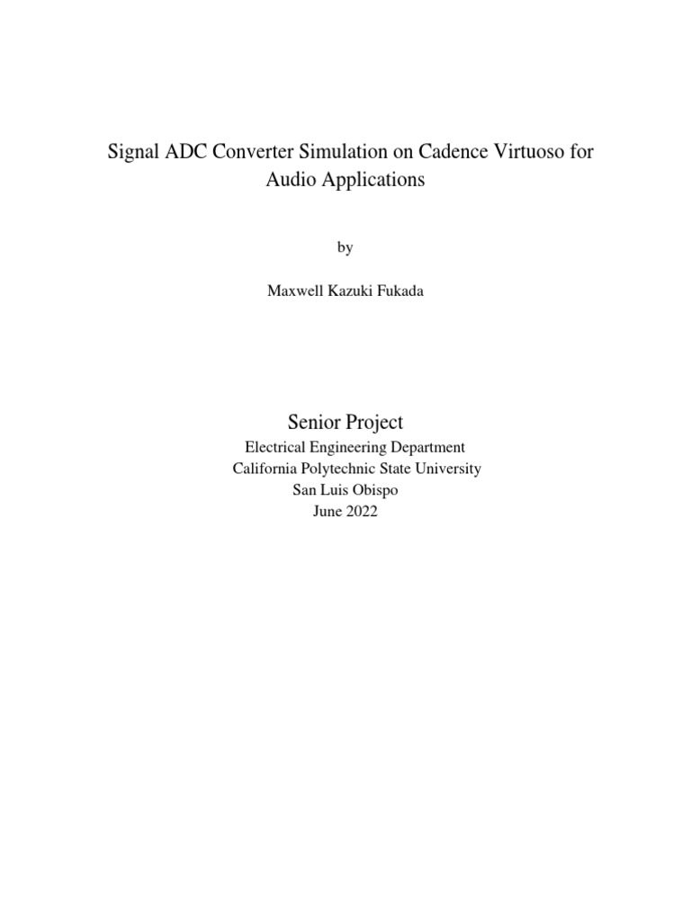 Signal ADC Converter Simulation On Cadence Virtuoso For Audio App | PDF ...