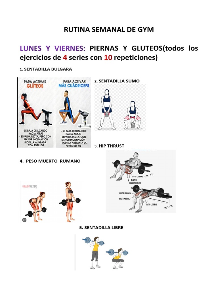 Rutina Semanal de Gym | PDF