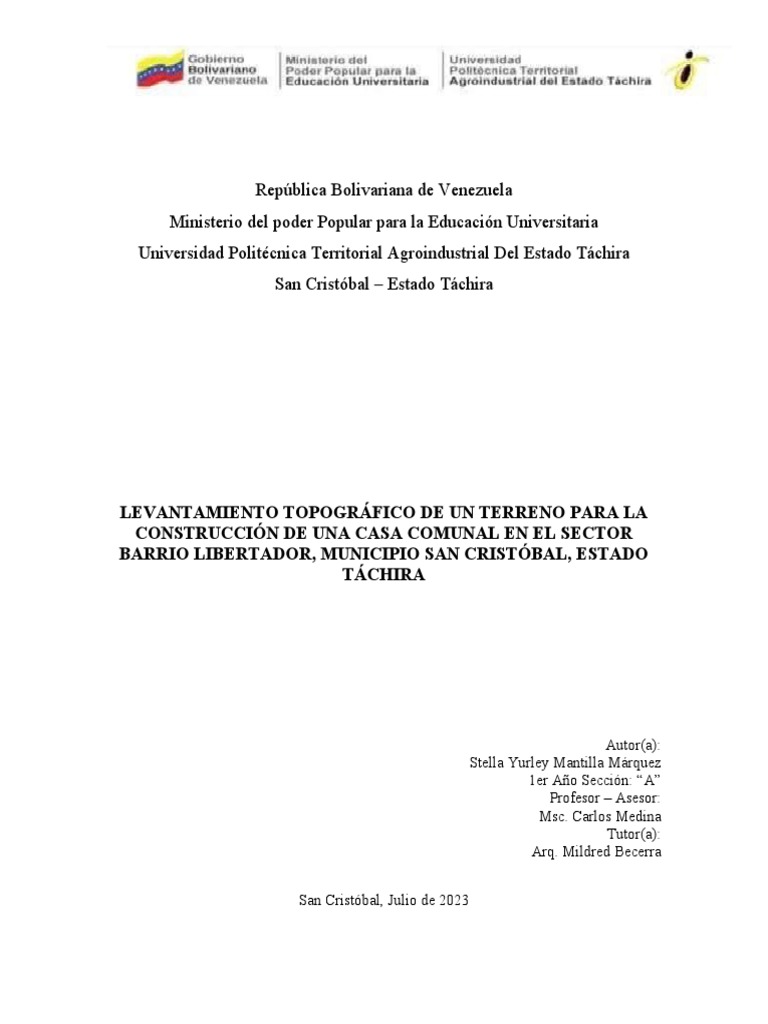 Proyecto Cap 1 2 y 3 | PDF | Topografía | Medición