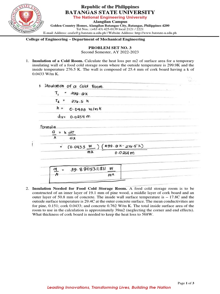 Pset 1 | PDF | Heat Transfer | Thermal Insulation