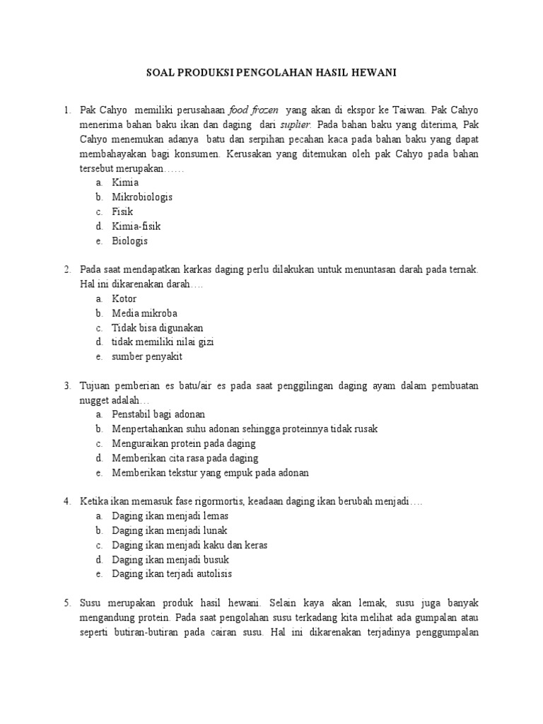 Soal Hewani | PDF | Kesehatan Holistik