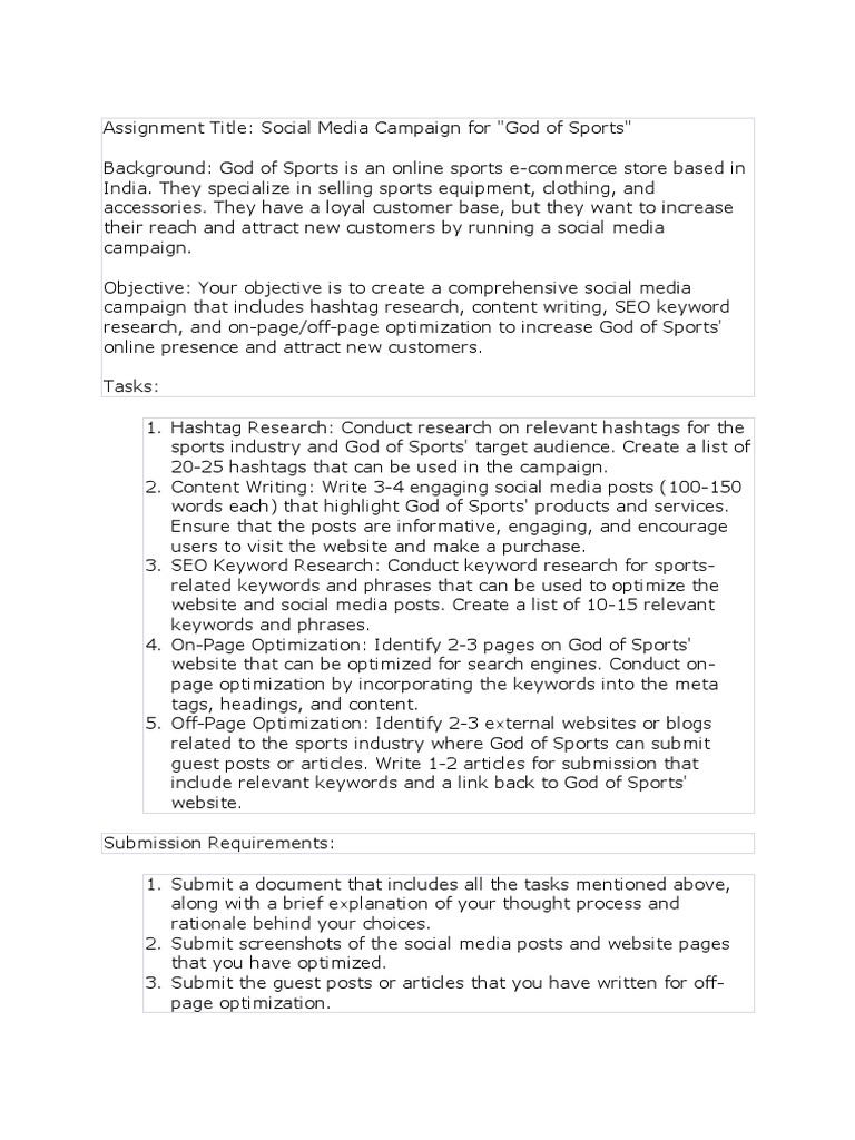 Assignments - The God of Sports | PDF | Search Engine Optimization ...