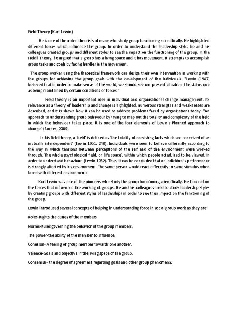 Field Theory Guide | PDF | Leadership | Behavior