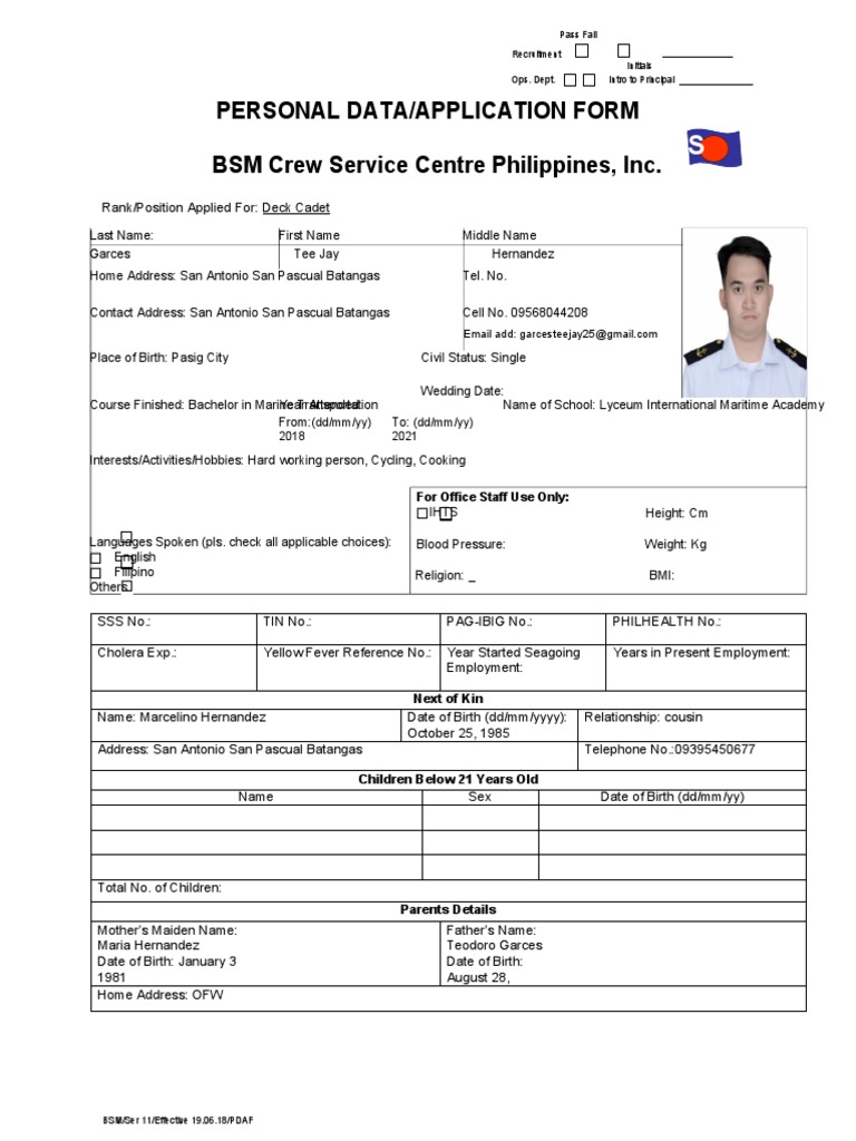 BSM Application Form | PDF