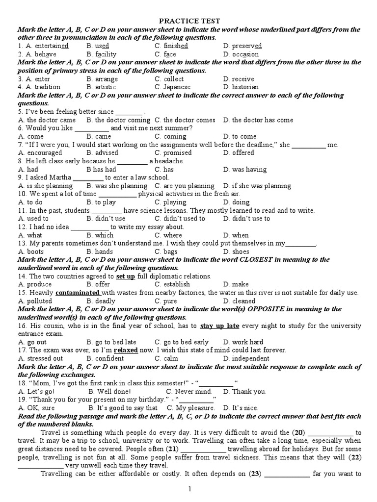 Practice Test 21 - 03 | Download Free PDF | Libraries | Asia