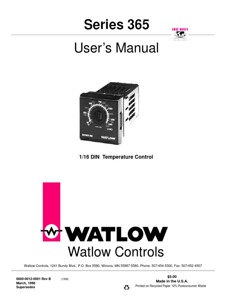 User's Manual: Series 365 | PDF | Thermocouple | Relay