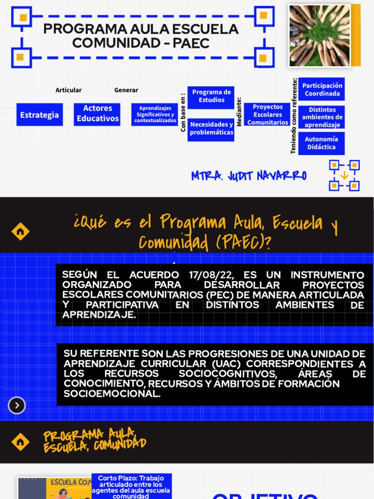 Presentación PAEC | Descargar gratis PDF | Salón de clases | Aprendizaje