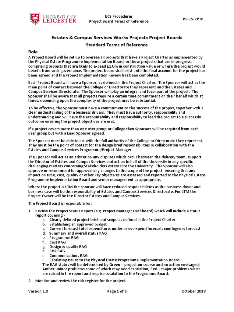 PP-16-Project Board Terms of Reference | PDF | Risk | Project Management