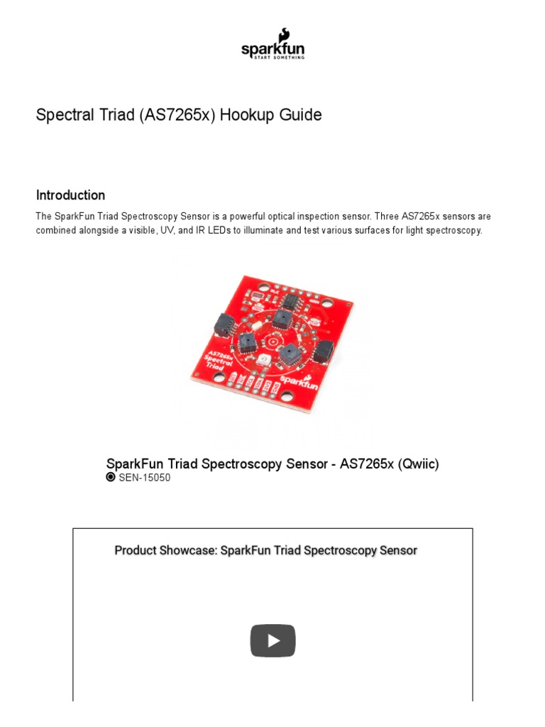 Spectral Triad AS7265x Hookup Guide Web | PDF | Light Emitting Diode | Spectroscopy