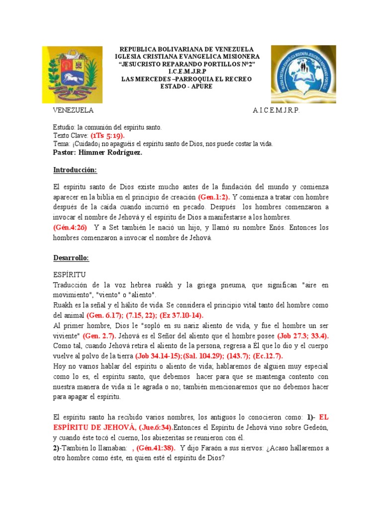 !cuidado¡ No Apagueis El Espítu Santo de Dios, Nos Puede Costar La Vida | PDF | espíritu Santo ...