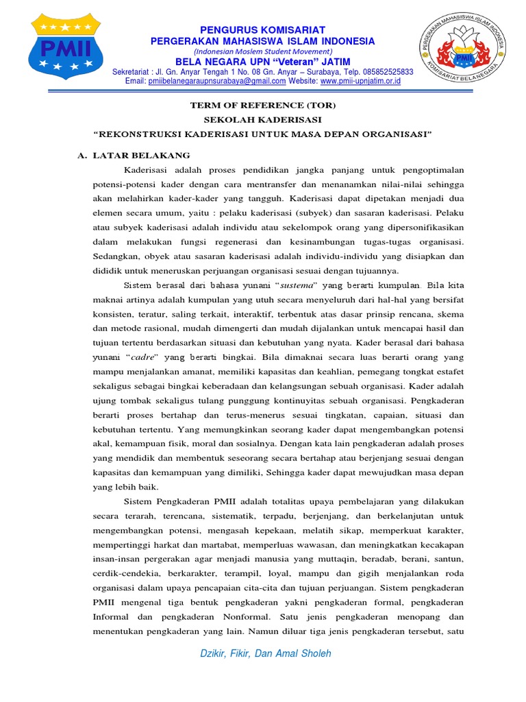 Tor Sekolah Kaderisasi | PDF